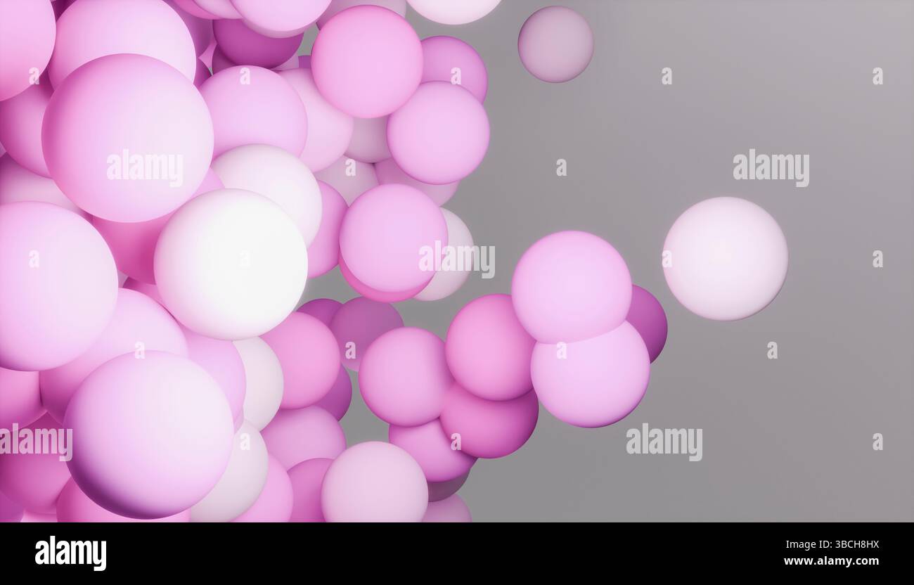 A cluster of pink and white spheres against a soft gray background ...