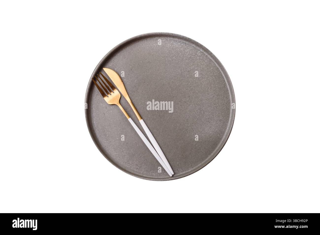Empty plate with utensils as a conceptual background for lunch ...