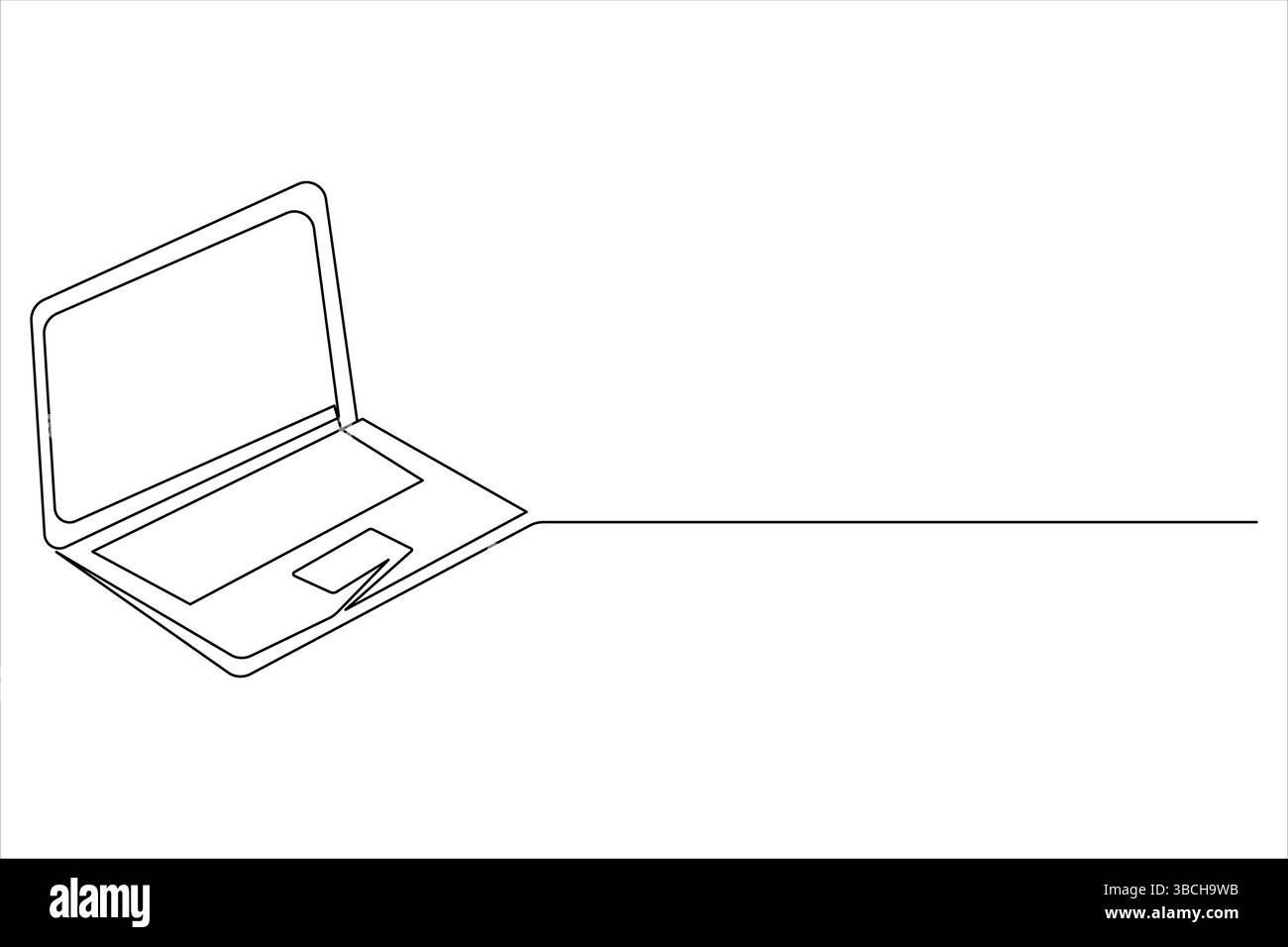 Laptop computer continuous one line drawing with isolate simple outline ...