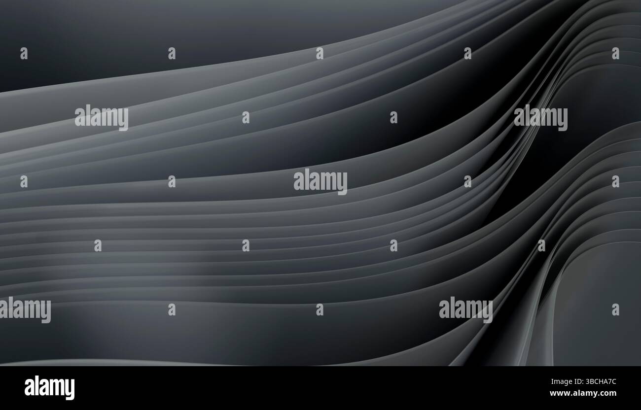 Abstract flowing lines in shades of gray create elegant wave patterns ...