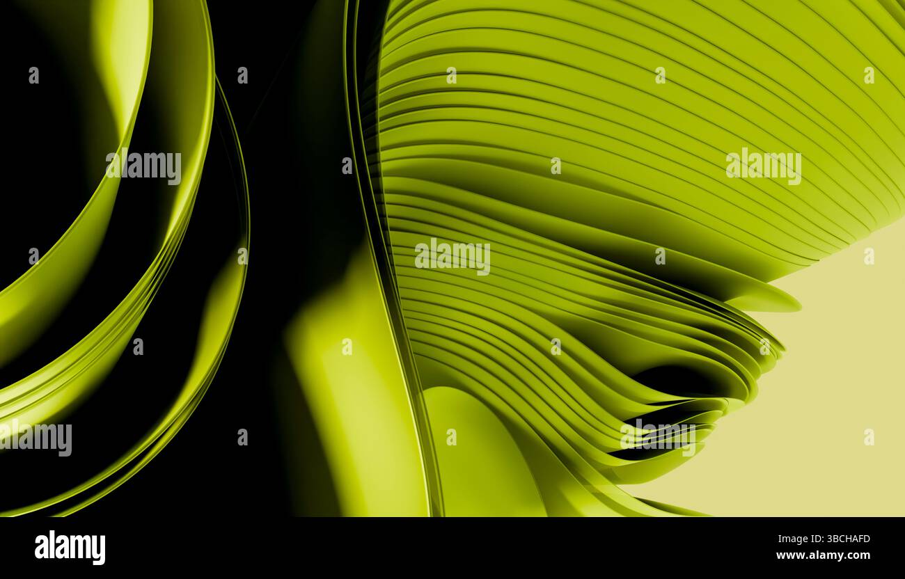 Abstract green and black geometric pattern with flowing curves and ...