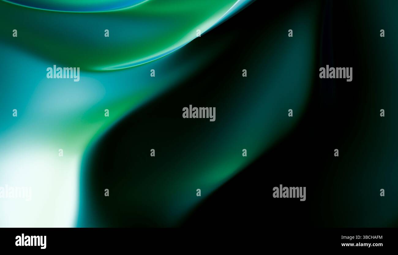 Abstract green and black gradient waves flowing with smooth curves and ...