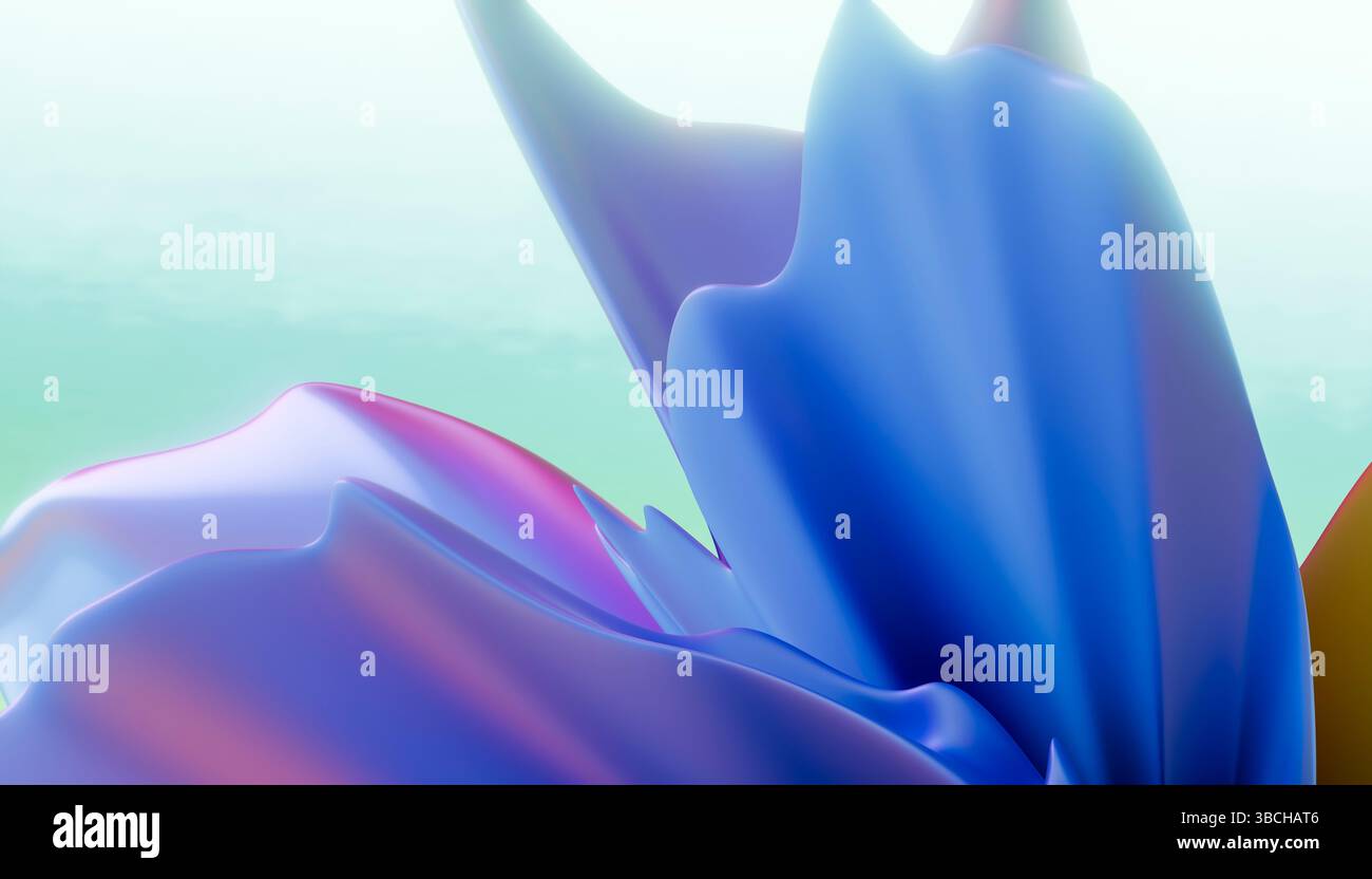 Abstract blue and pink flower-like shape with smooth, flowing curves ...