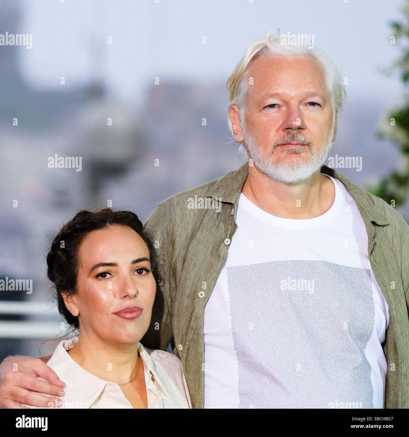Cannes, France. 20th May, 2025. Stella Assange and Julian Assange seen ...
