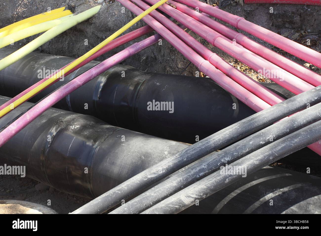 Construction of underground communication, water supply and cables ...