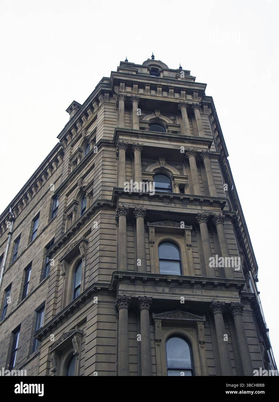Perspective view of a 19th century tall stone neoclassical building ...