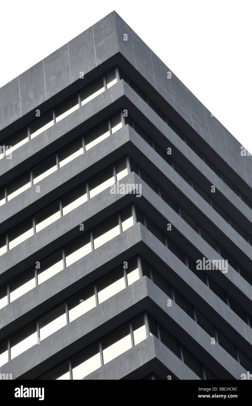 A corner detail of a typical brutalist style 1960s concrete office ...