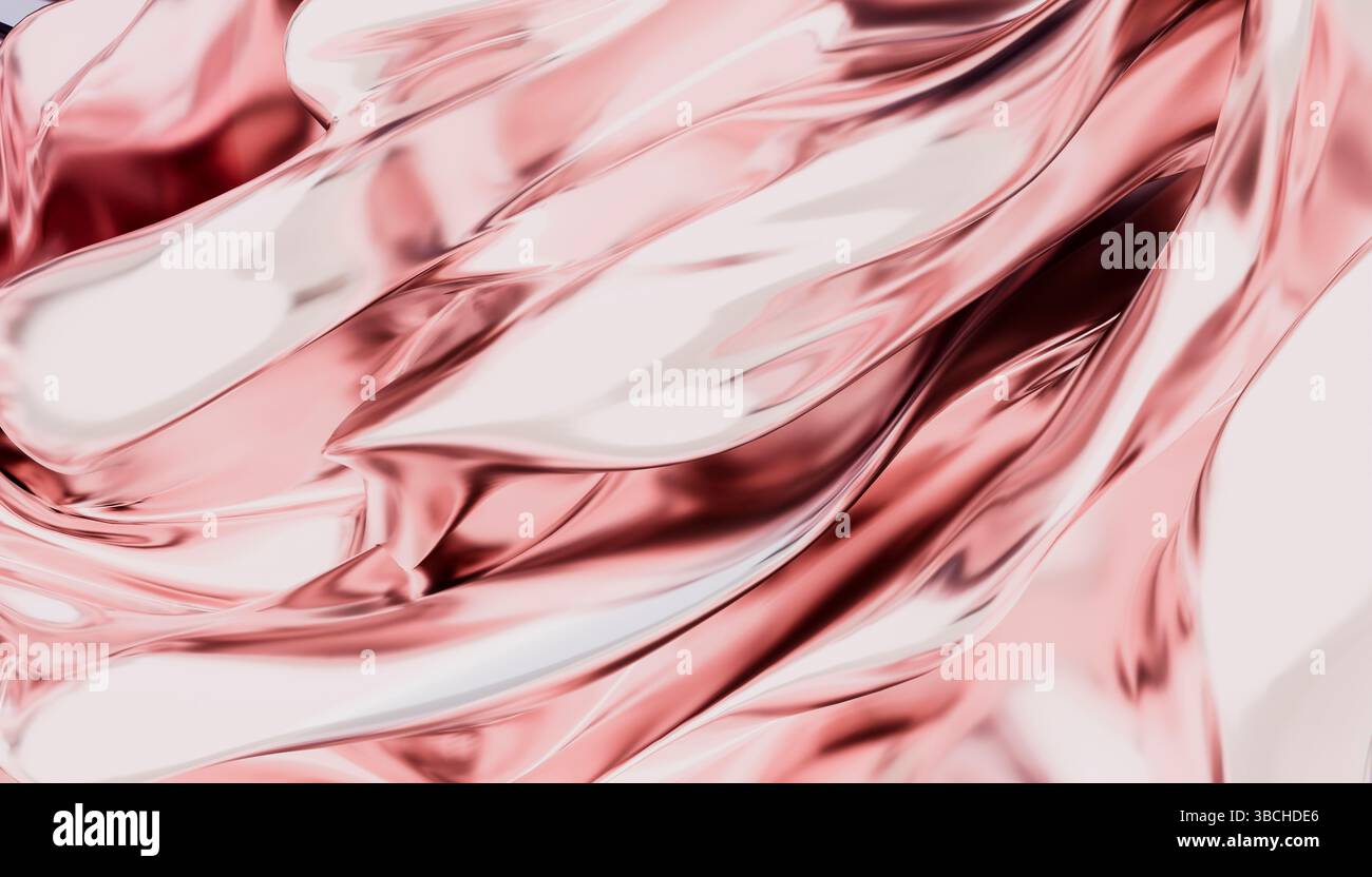 Abstract pink and white fluid texture with glossy, flowing surface ...