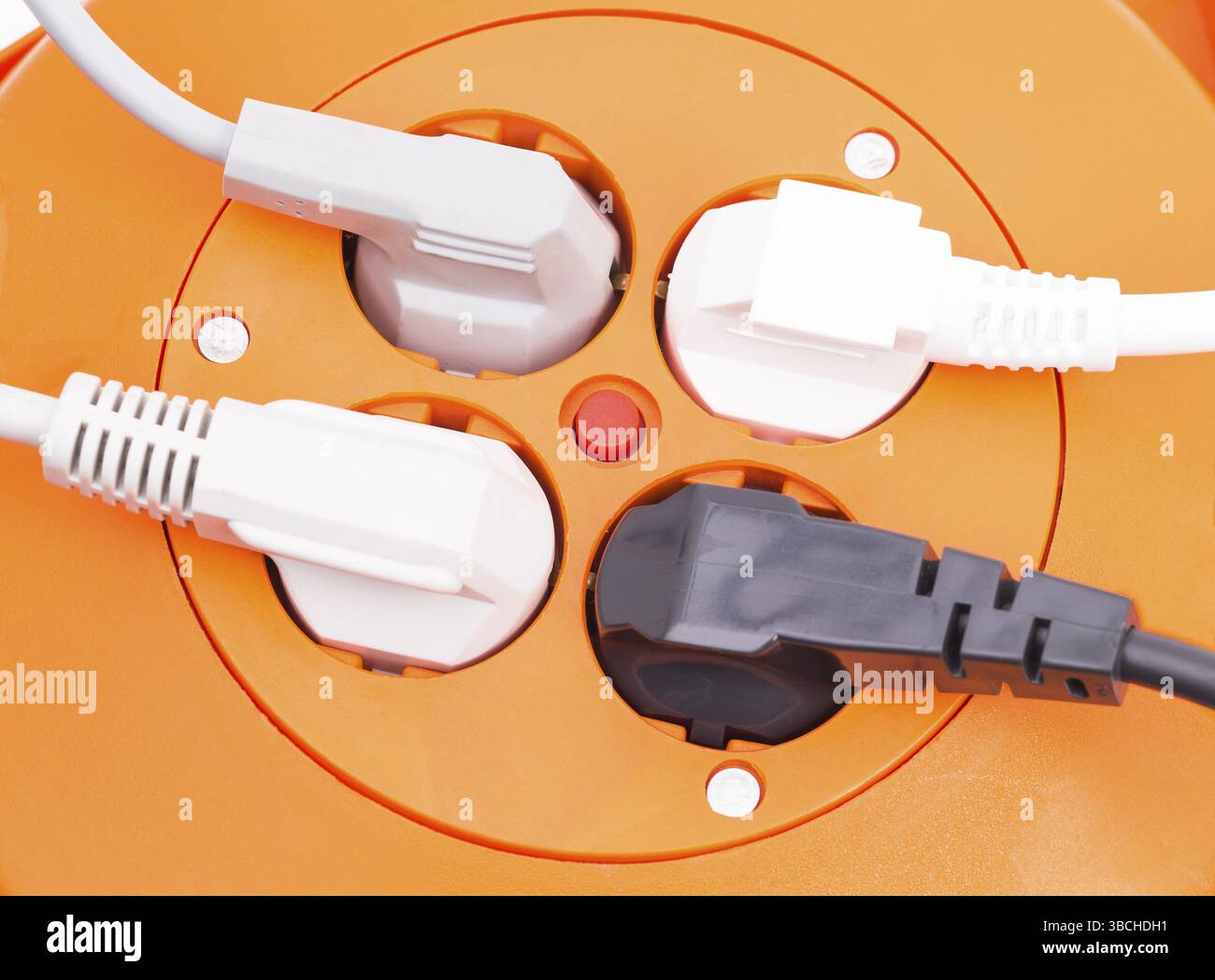 Image shows a multi plug with different electrical power cables Stock ...