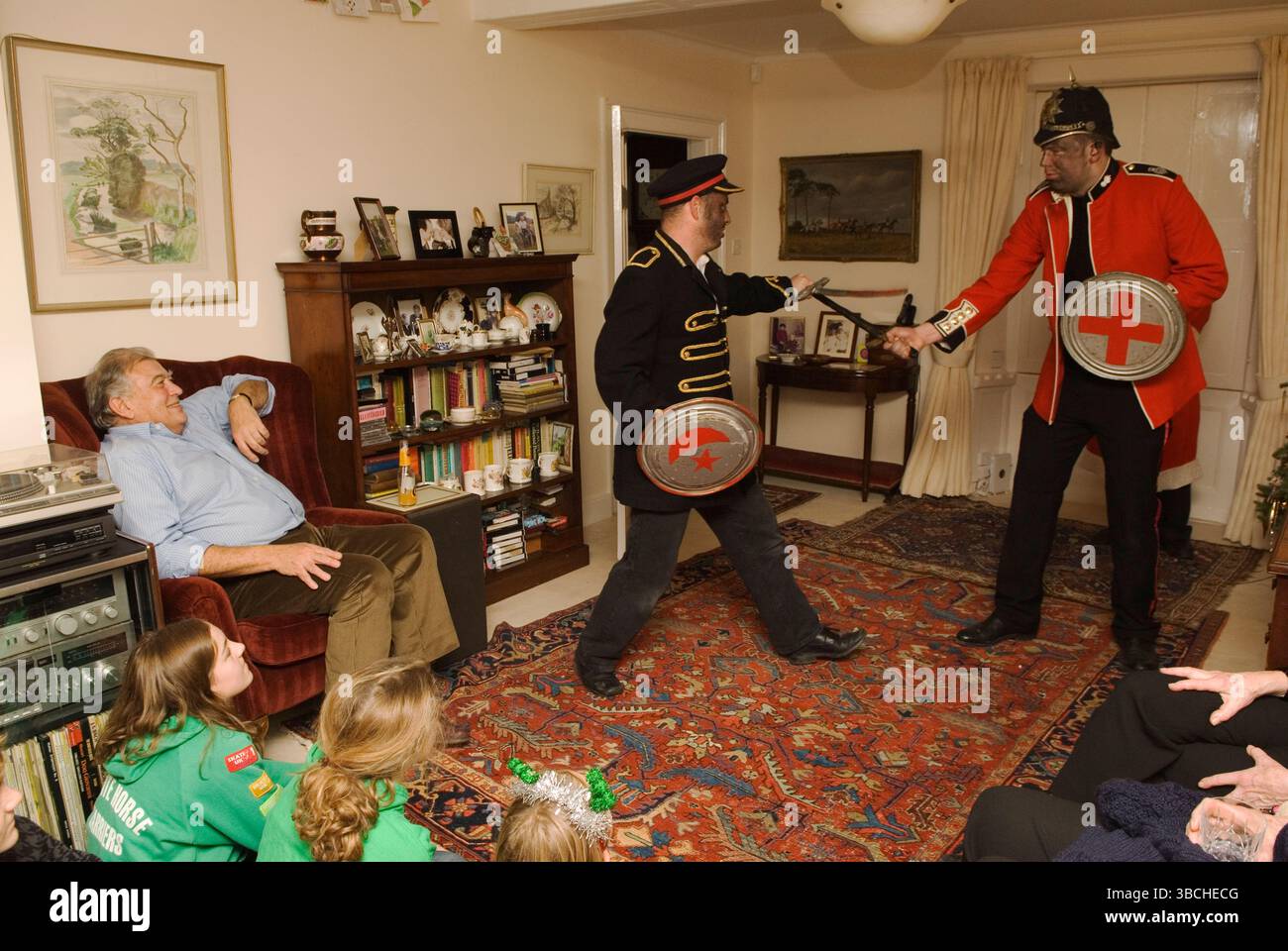 St George of England (right) fighting the Bold Slasher Bampton Mummers ...