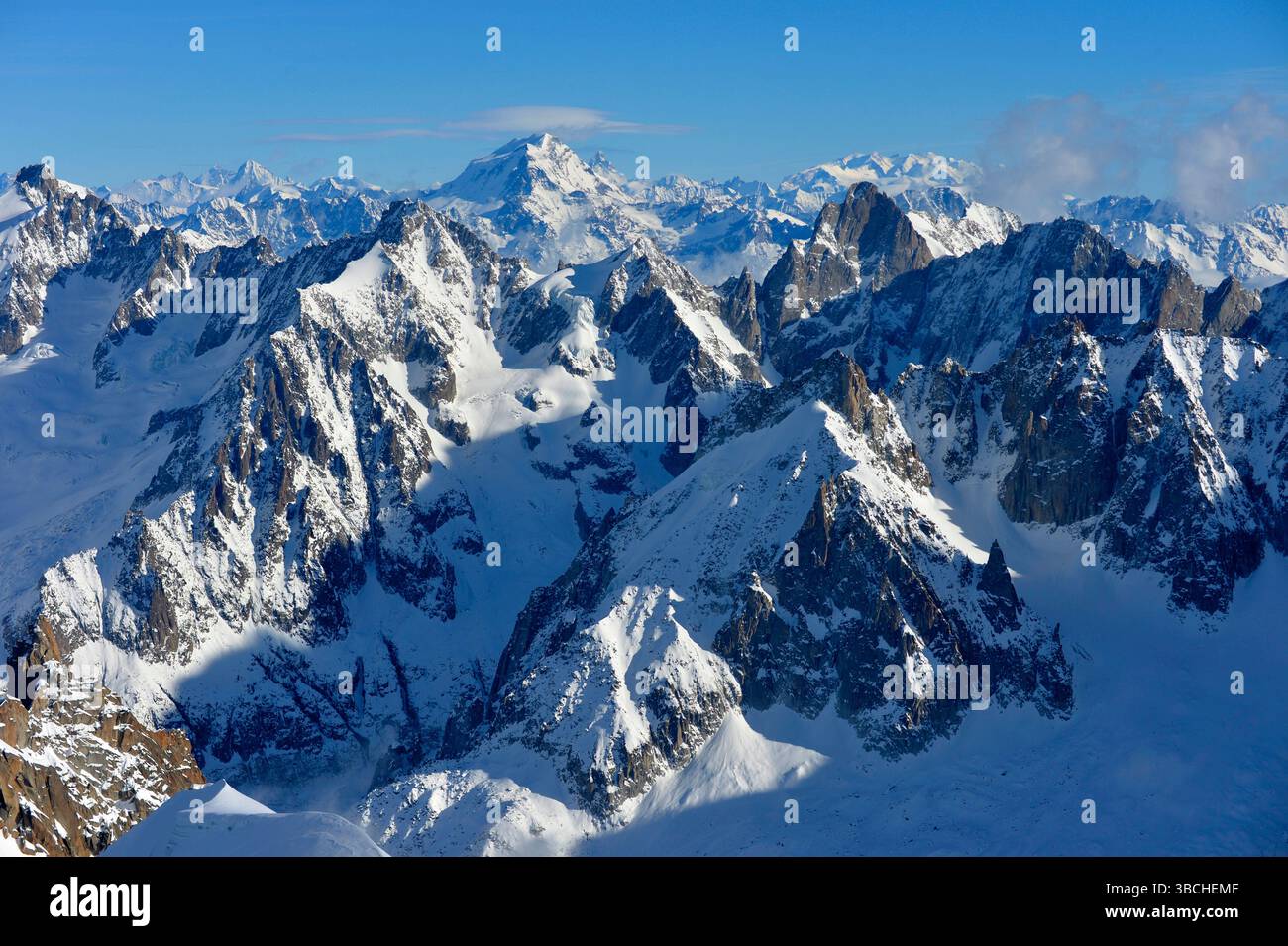The Mont Blanc massif, Chamonix, Aiguille du Midi, France, Europe Stock Photo - Alamy