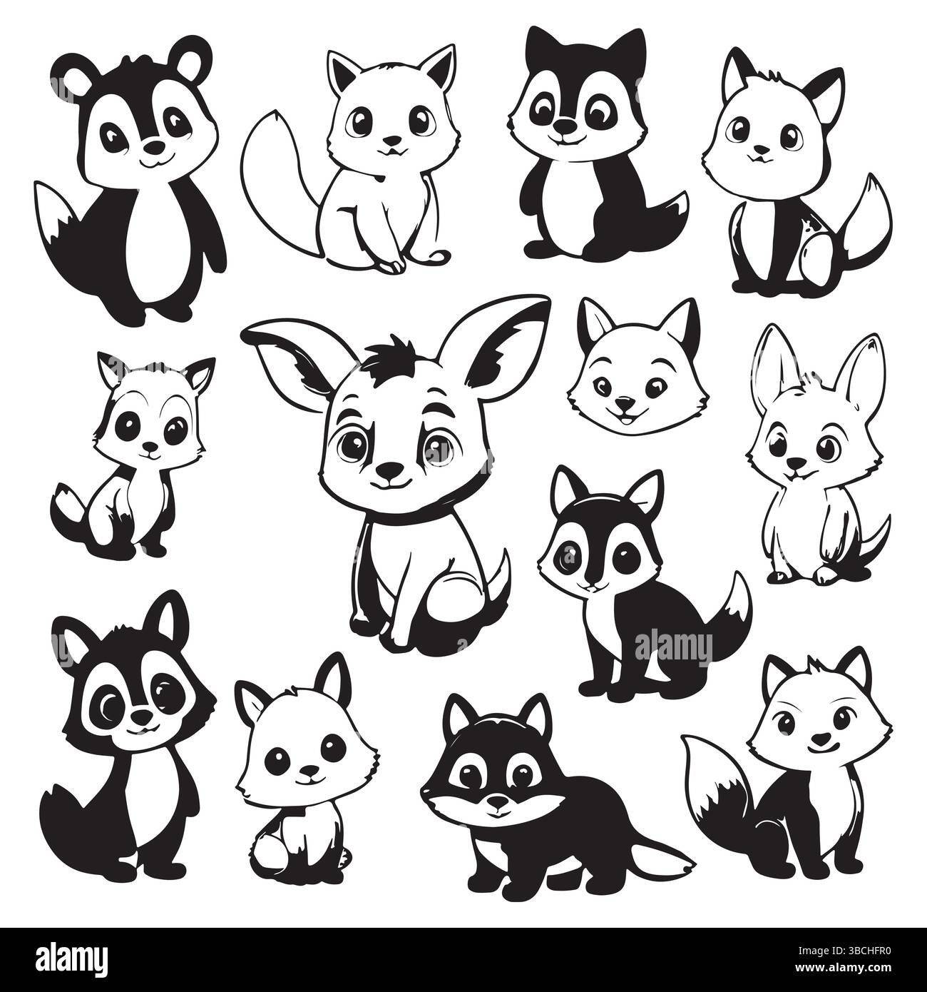 Animal Kids Silhouette Bundle Vector, Cute Wildlife Baby Animal Shapes ...
