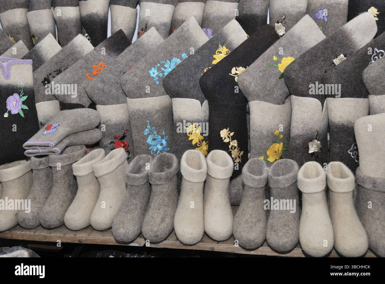 Traditional Russian felt boots winter filled frame Stock Photo - Alamy