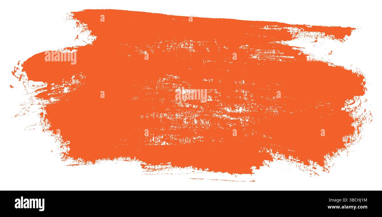 Orange Hand Drawn Grunge Ink Brush Stroke. Creative abstract paintbrush ...