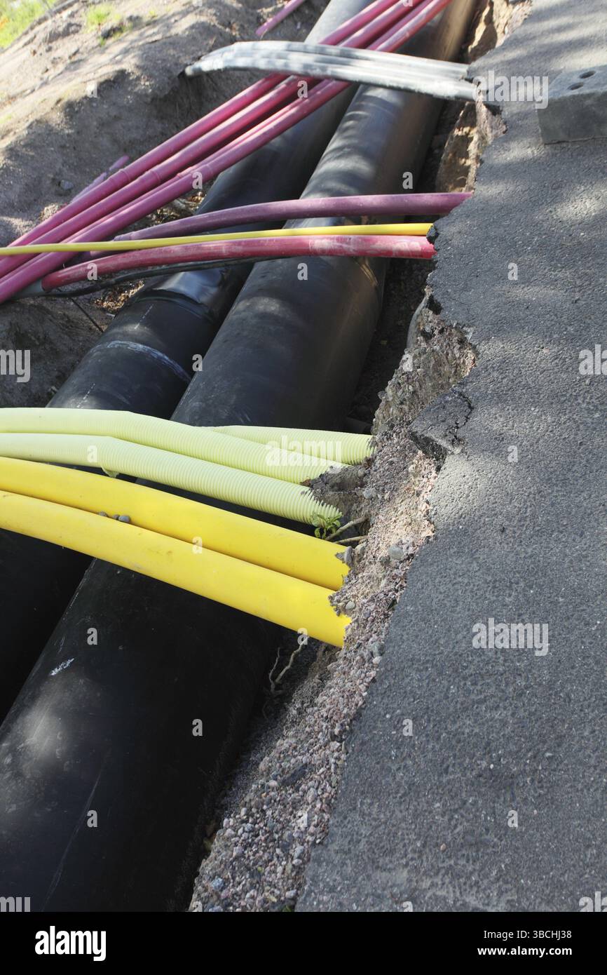 Construction of underground communication, water supply and cables ...
