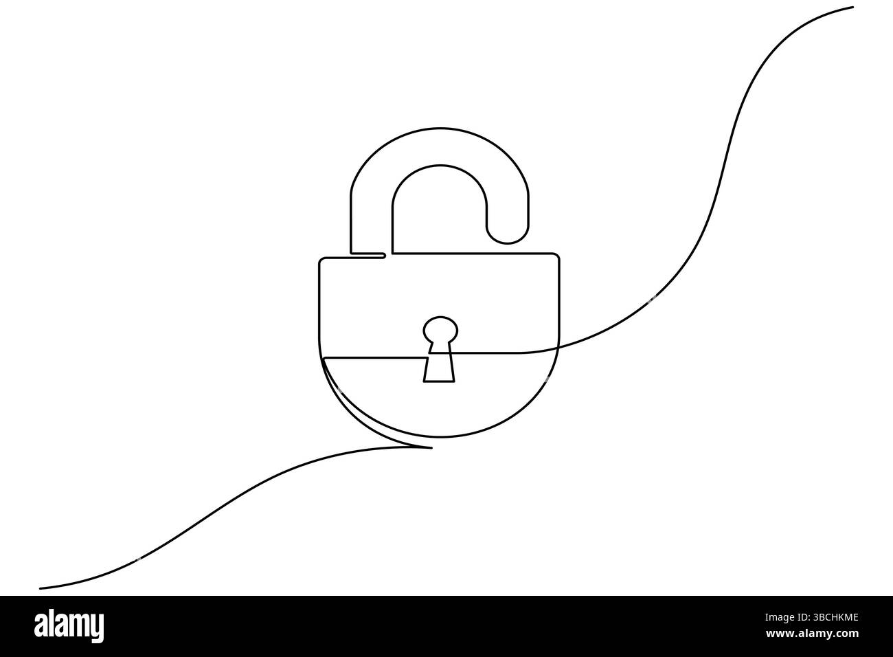Lock icon minimalist style single line art isolated vector drawing ...