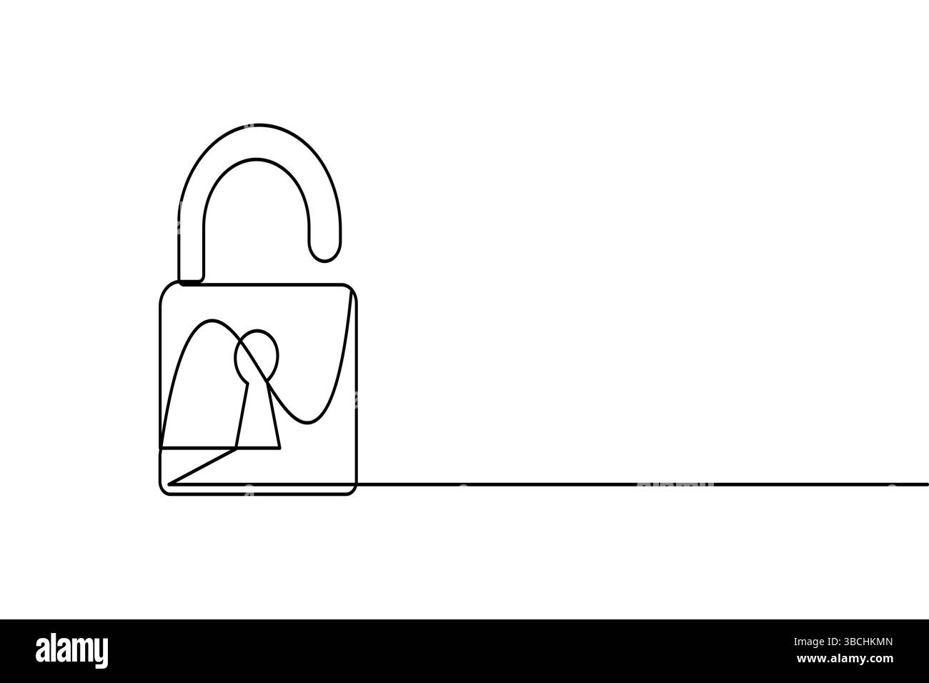 Lock icon minimalist style single line art isolated vector drawing ...