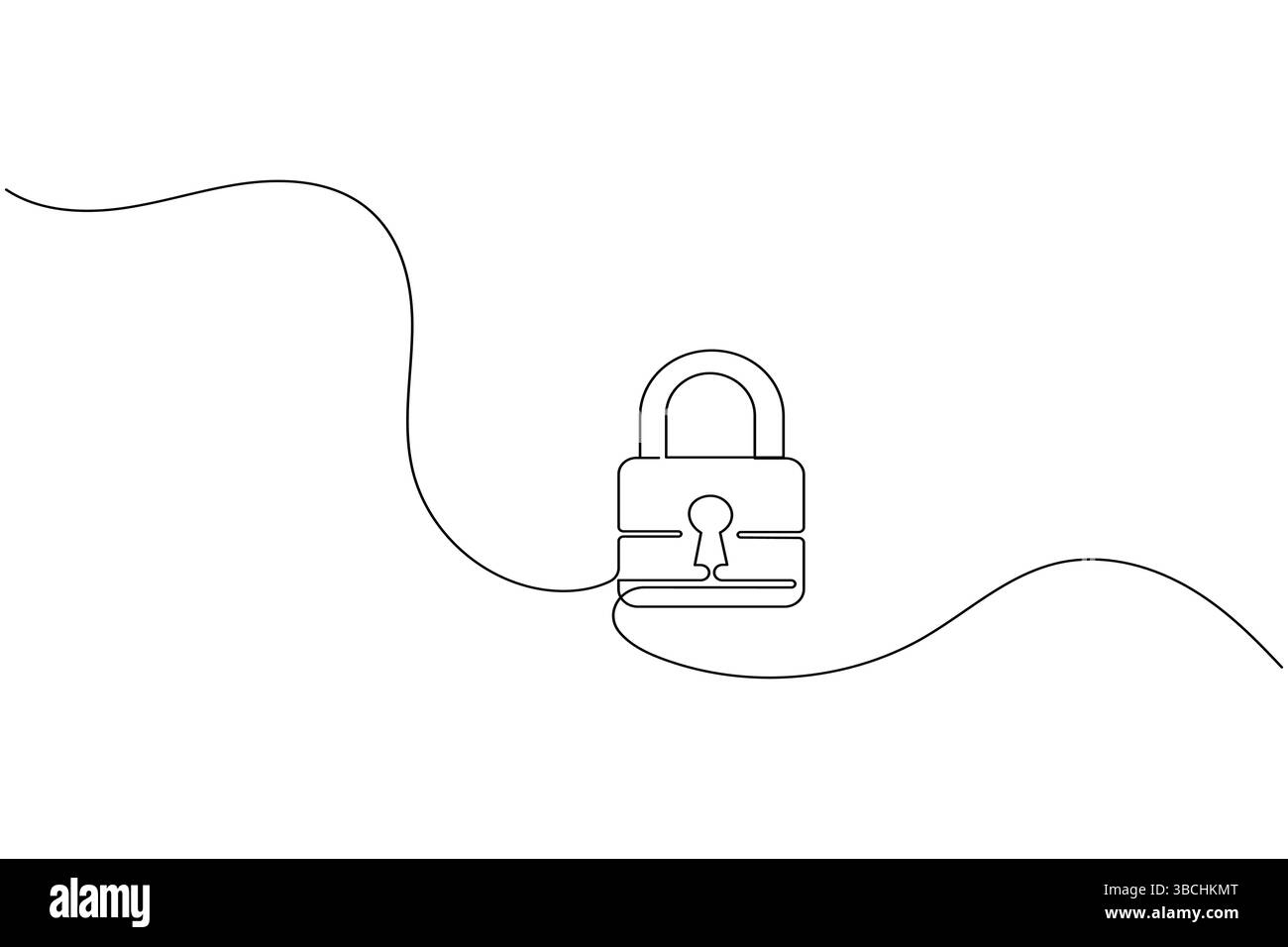 Lock icon minimalist style single line art isolated vector drawing ...