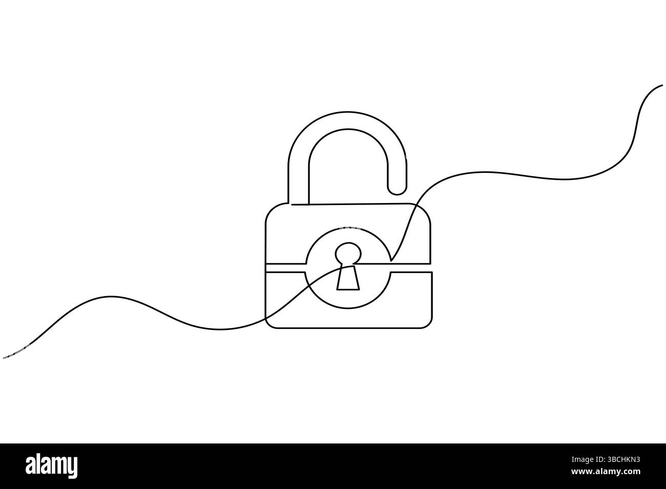 Lock icon minimalist style single line art isolated vector drawing ...