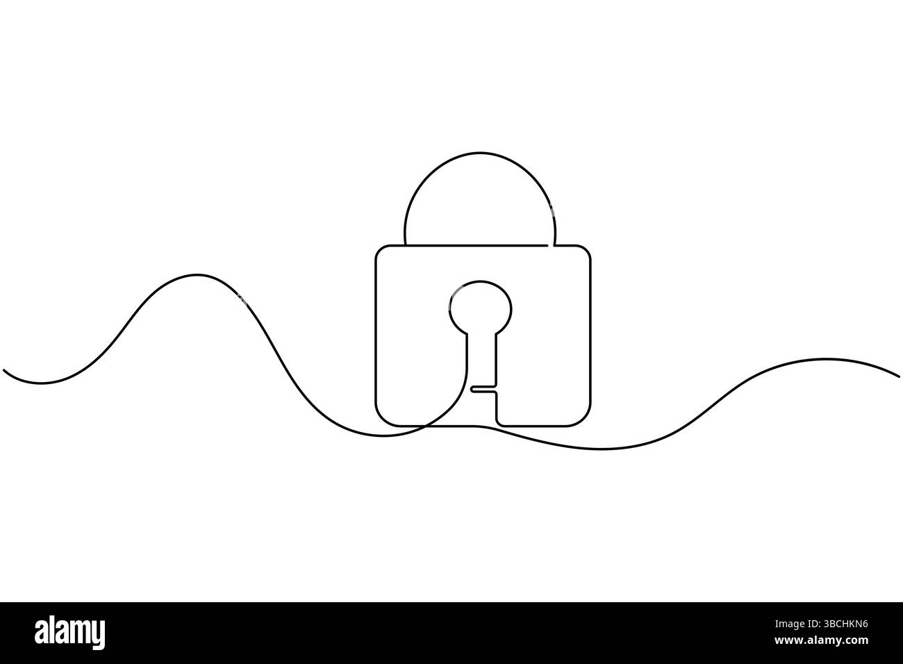 Lock icon minimalist style single line art isolated vector drawing ...