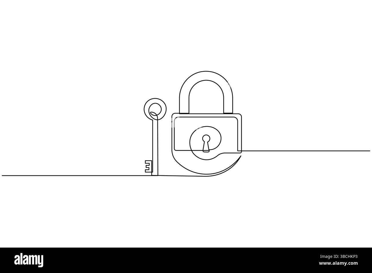 Lock icon minimalist style single line art isolated vector drawing ...