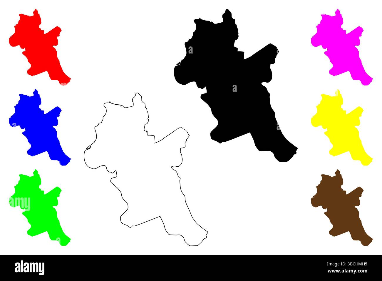 Ujjain city (Republic of India, State of Madhya Pradesh) map vector ...