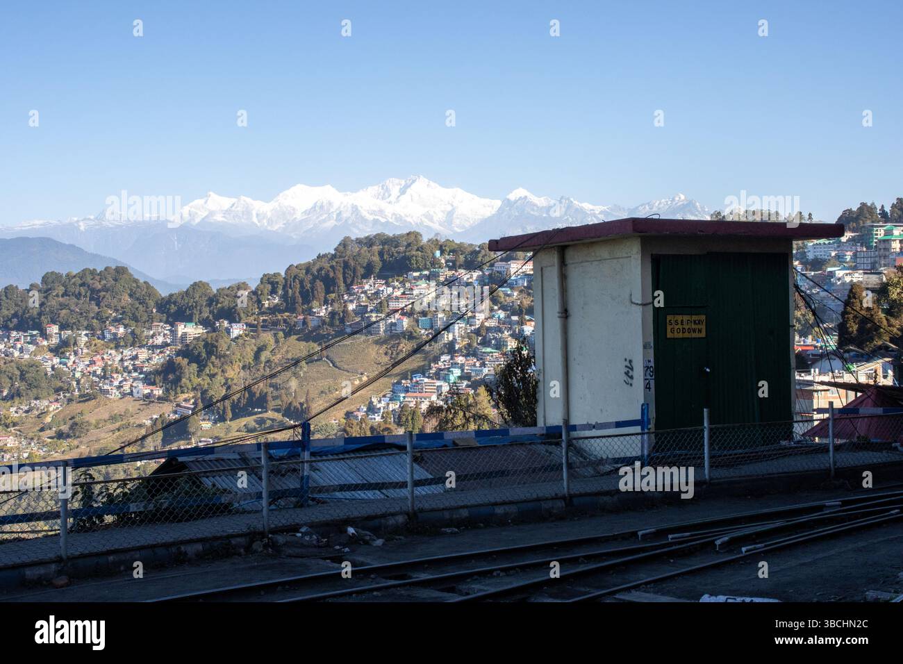 Kanchenjunga mountain seen from the station Darjeeling Himalayan ...