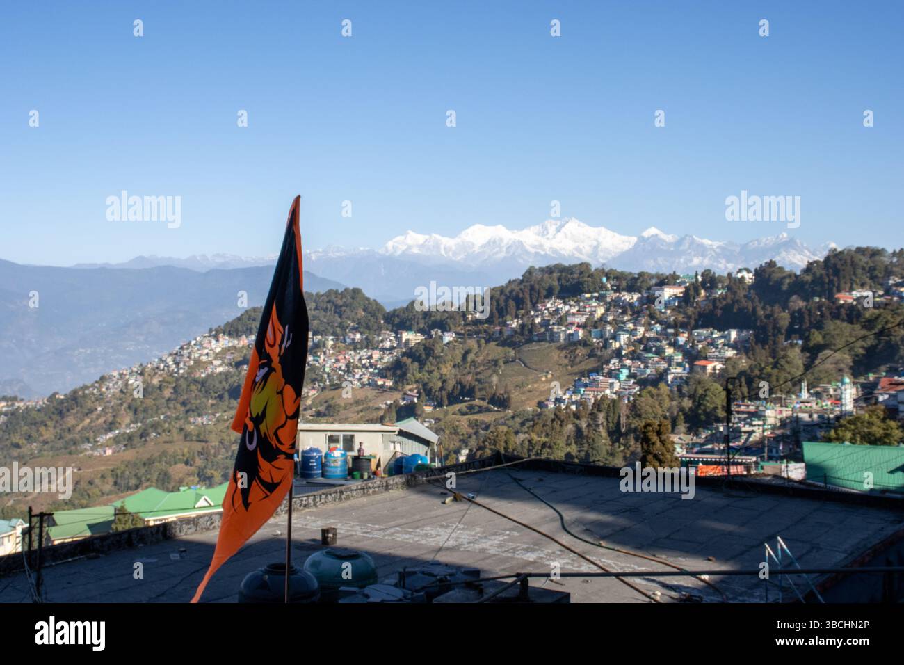Kanchenjunga mountain seen from the station Darjeeling Himalayan ...