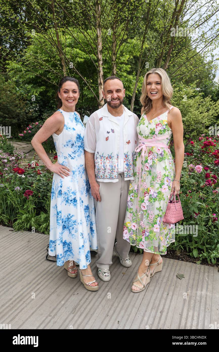 Laura Tobin, Mark Heyes and Charlotte Hawkins attend the RHS Chelsea ...