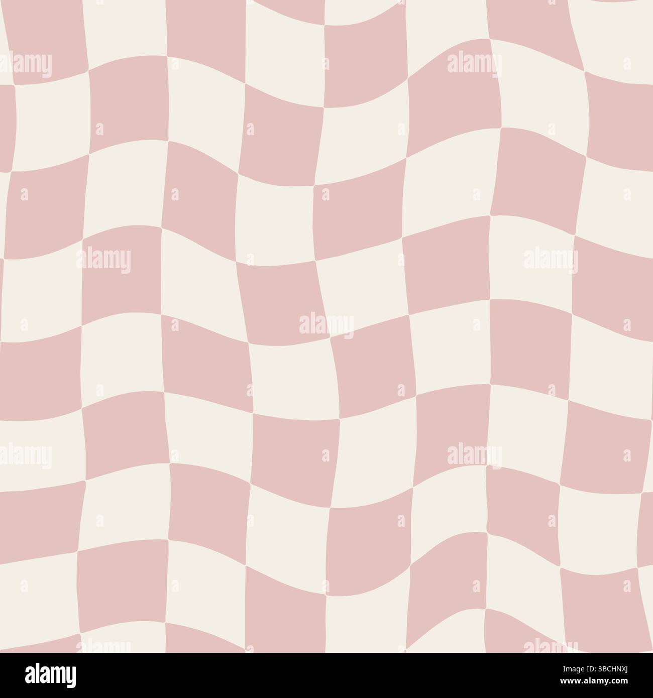 Wavy Check seamless vector pattern, groovy 90s checkers dusty pink ...