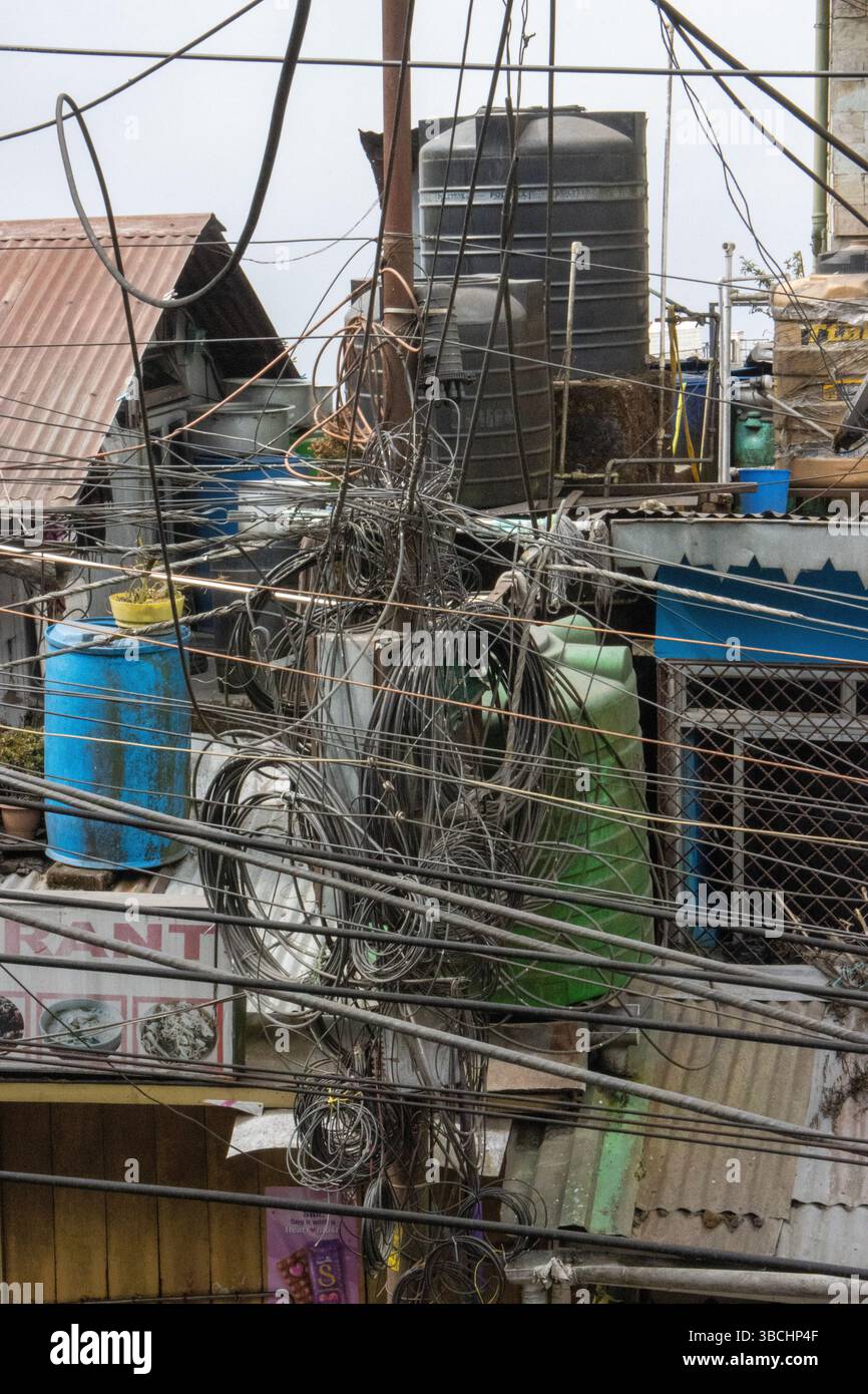 power lines and roof tops in Darjeeling, India Stock Photo - Alamy