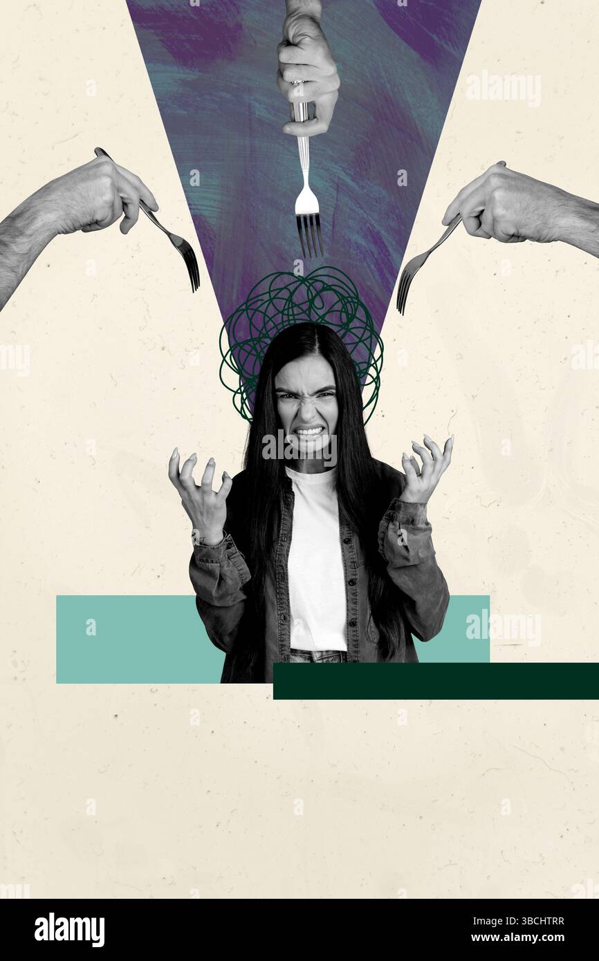 trend banner collage of person with messy lines confusion head on ...