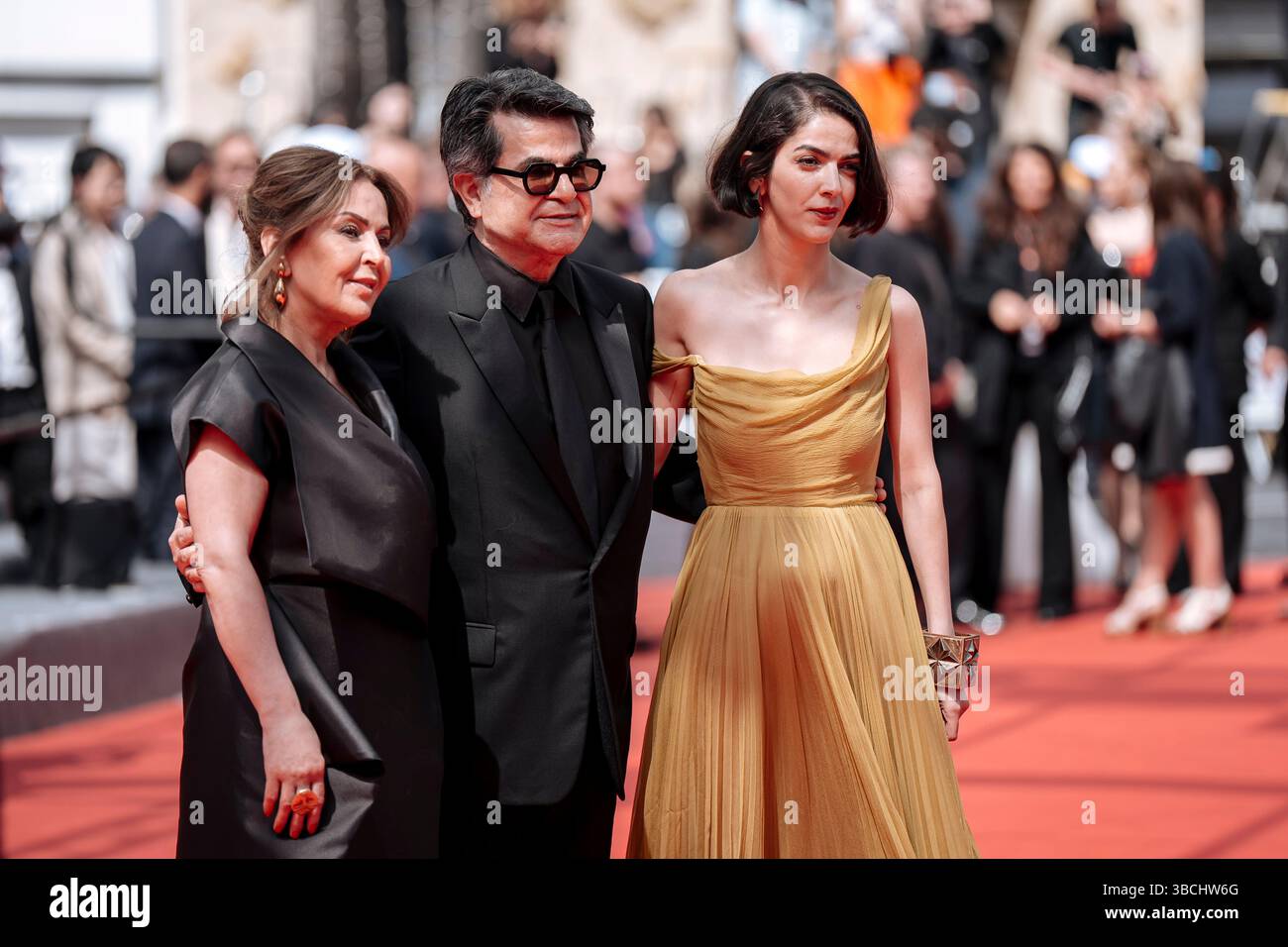 Tahereh Saeedi, left, director Jafar Panahi and Solmaz Panahi pose for ...