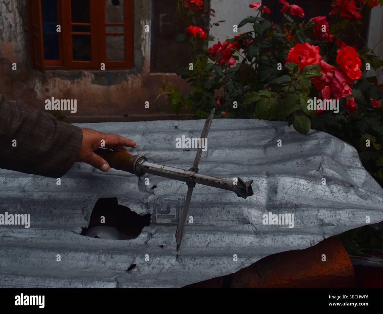 5/8/2025 A Kashmiri Muslim man shows a shell that struck his home ...