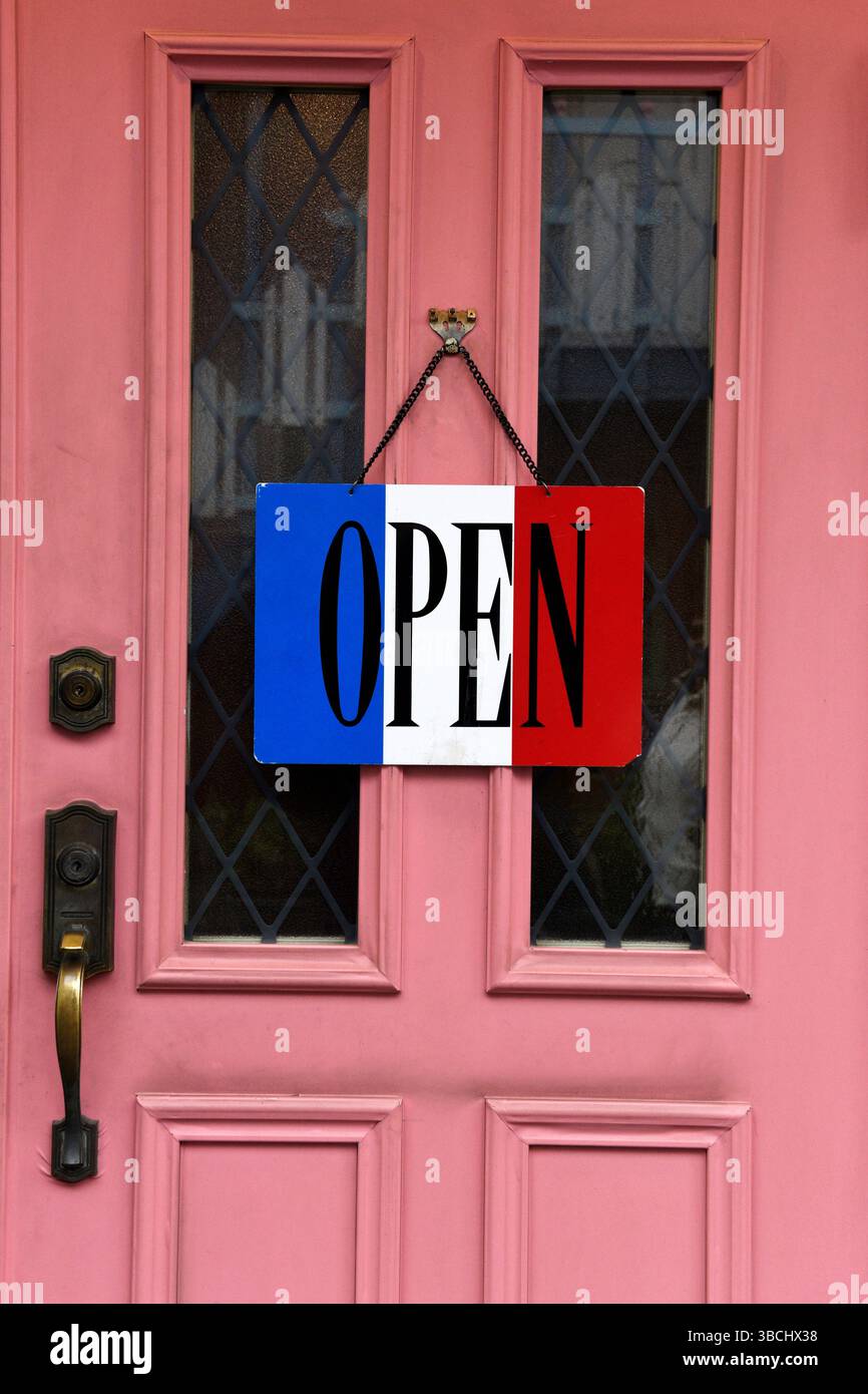 Open sign hanging on entrance of french restaurant,Yanaka,Ueno,Tokyo ...