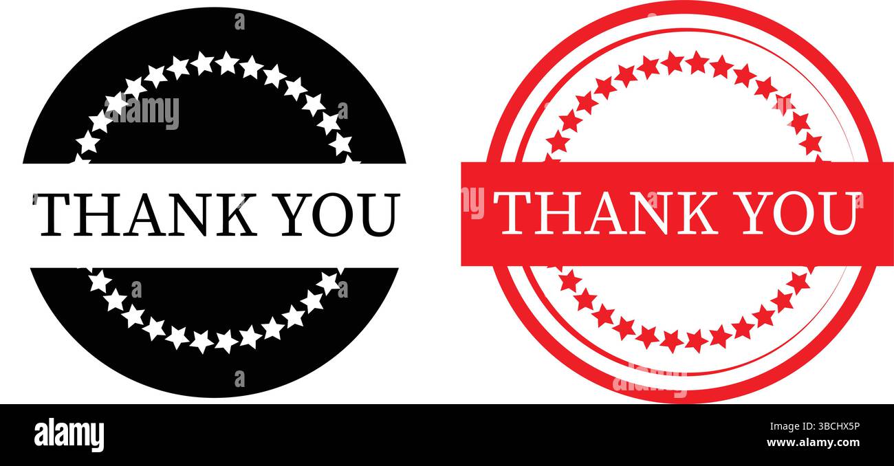 Thank You Labels – Circular Vector Stickers with Bold Typography Stock ...