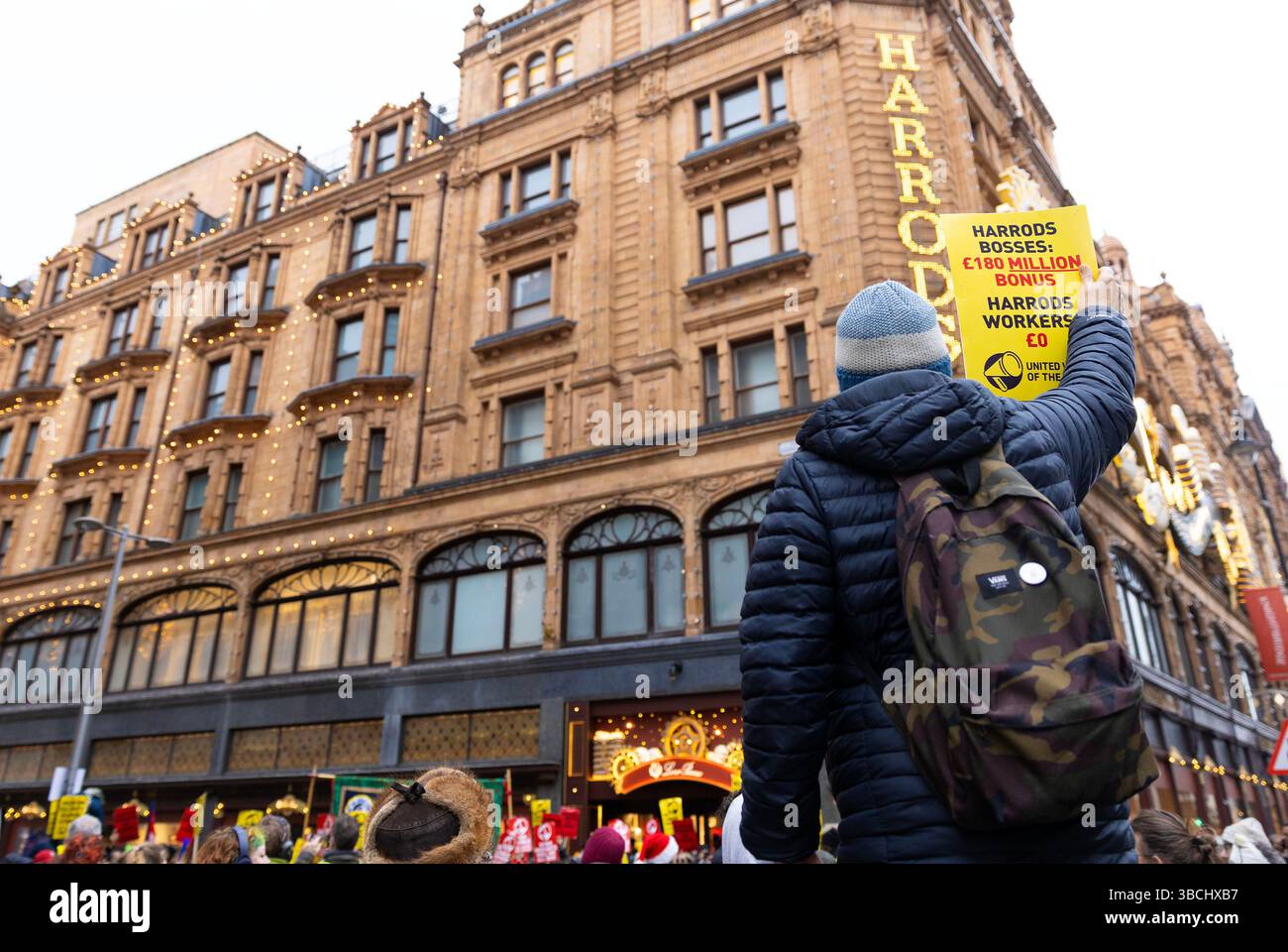 Protesters rally outside Harrods department store in London as Harrods ...