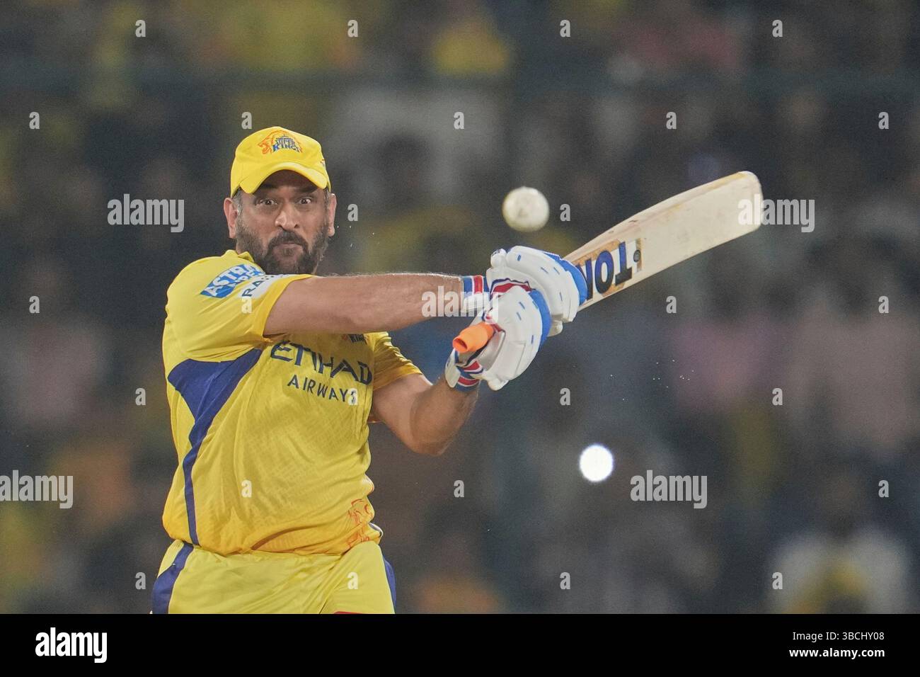 Chennai Super Kings' captain Mahendra Singh Dhoni plays a shot during the Indian Premier League ...