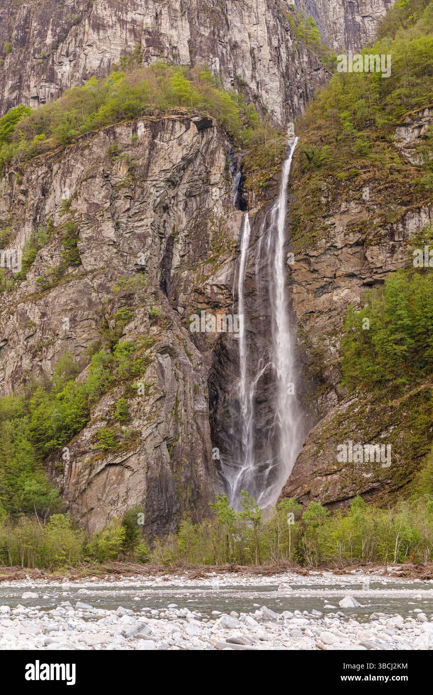 The cascade of Soladino is a very high and steep waterfall in the ...