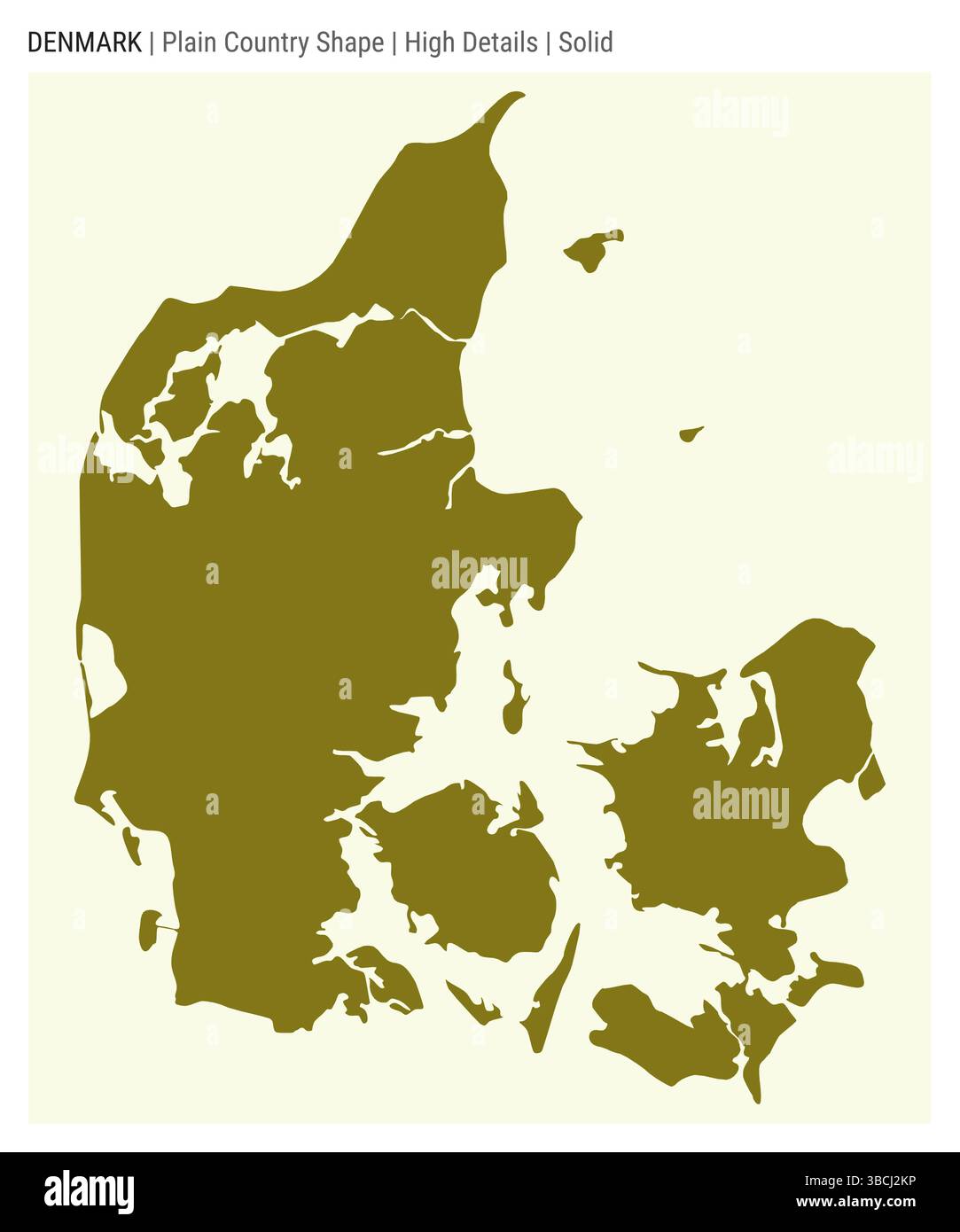 Denmark plain country map. High details. Solid style. Shape of Denmark ...