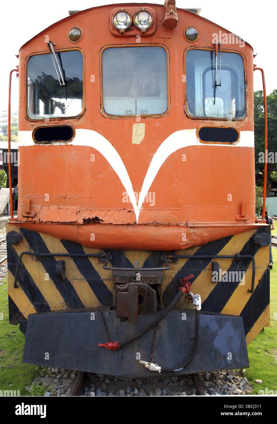 An old diesel engine built for a narrow track rails Stock Photo - Alamy