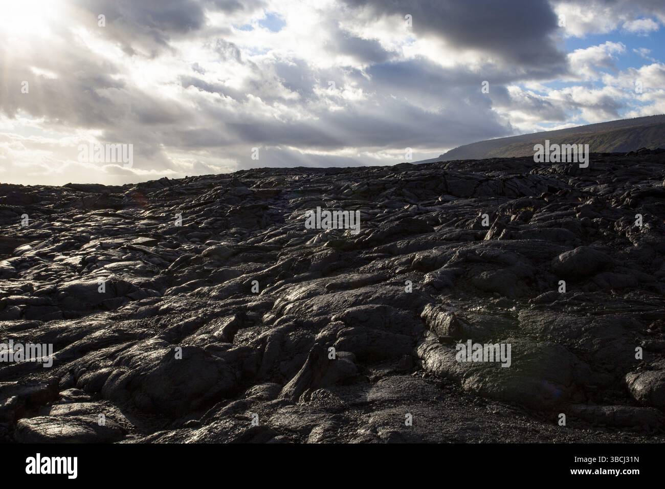 Black lava field with extinct lava after volcanic eruption Stock Photo ...