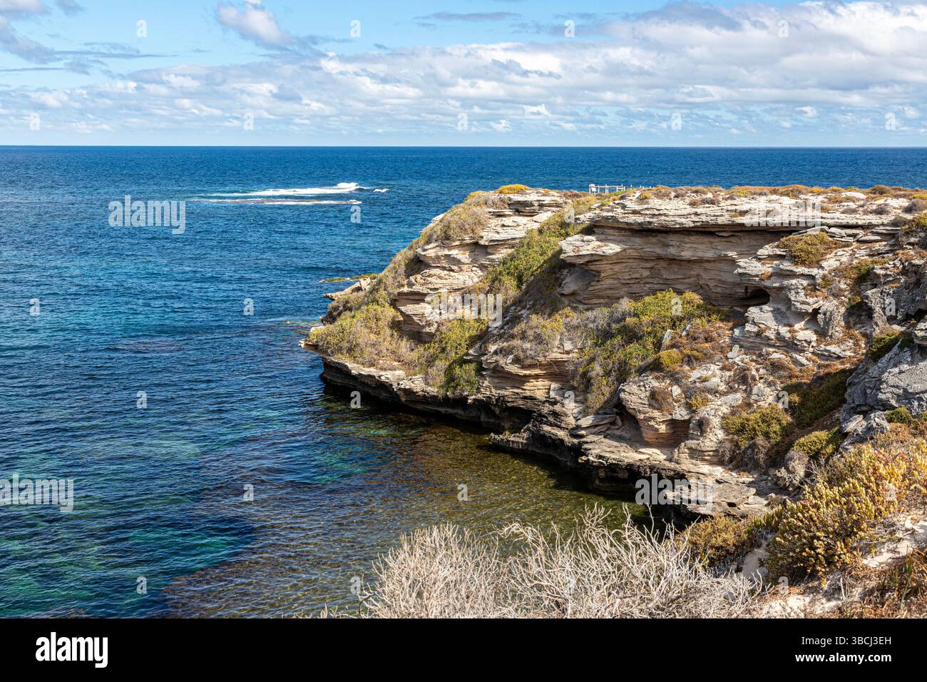 Unusual rock formations in Fish Hook Bay on the west coast of Rottnest ...