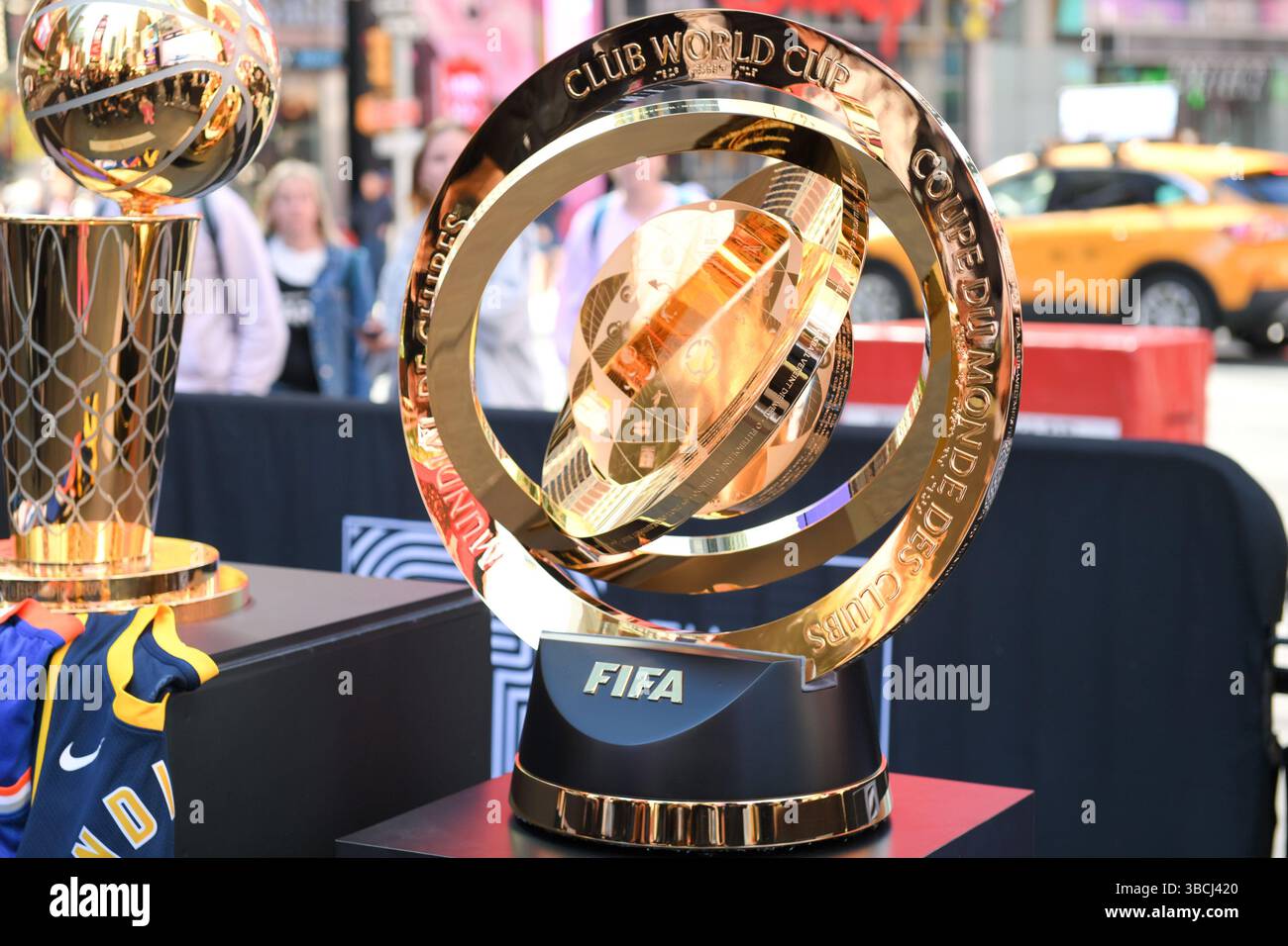 New York, USA. 20th May, 2025. The FIFA Club World trophy is seen ...