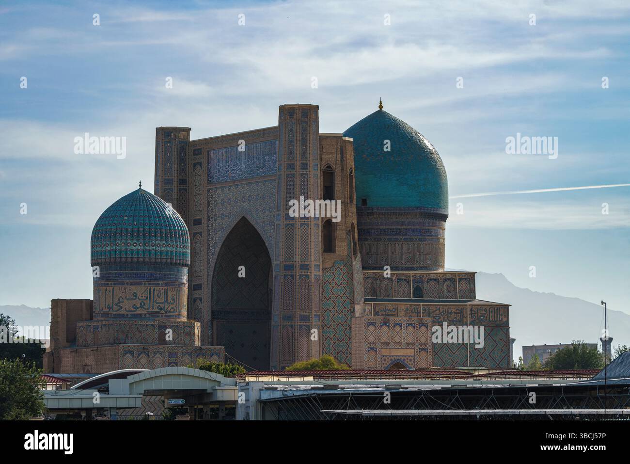 Grand domes and a monumental facade define Bibi-Khanym Mosque, an ...