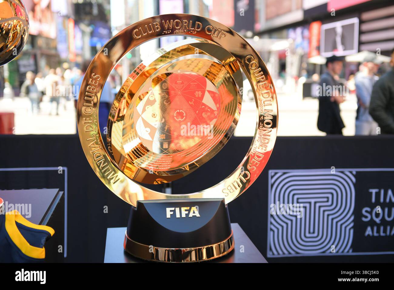 New York, USA. 20th May, 2025. The FIFA Club World trophy is seen ...
