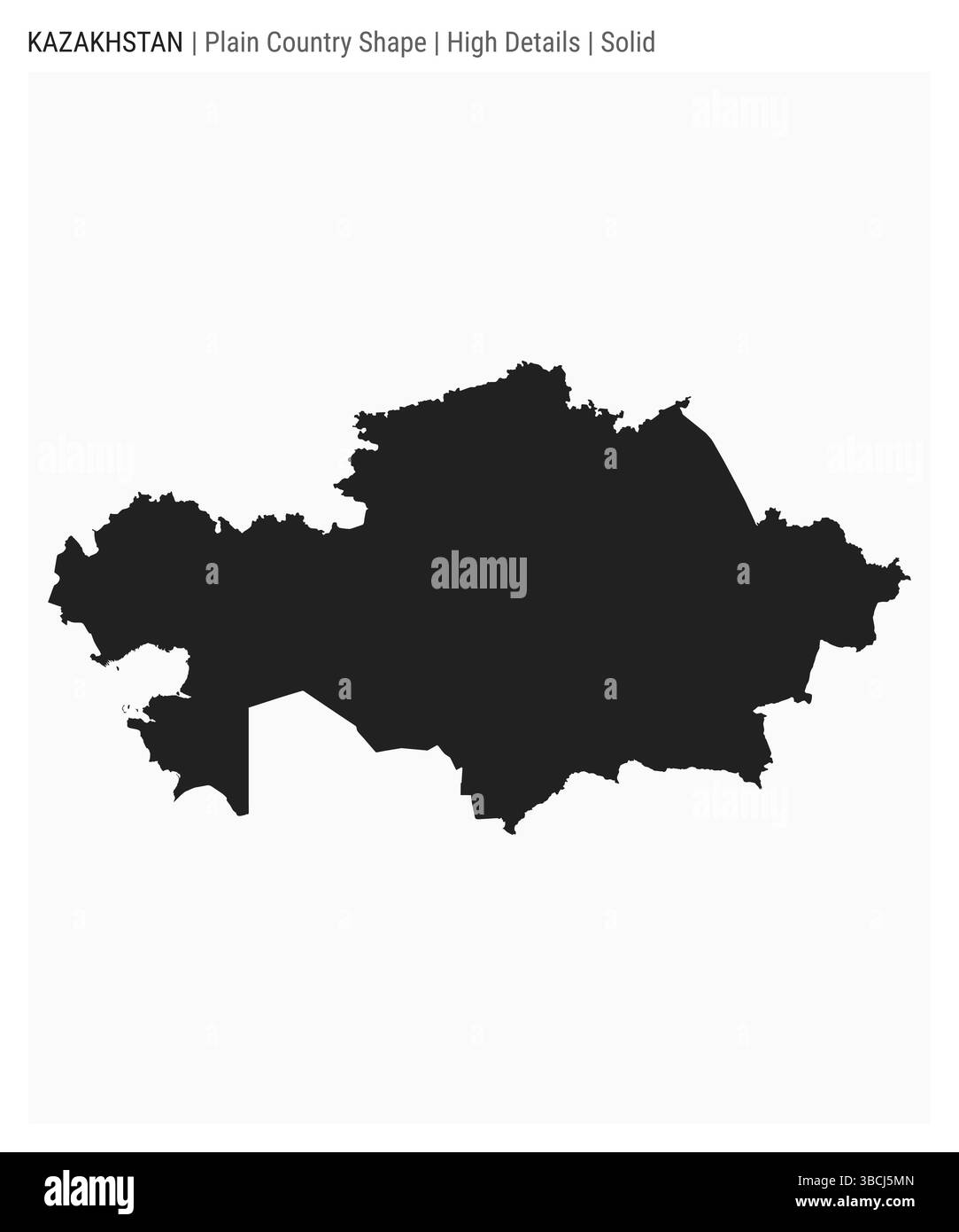 Kazakhstan plain country map. High details. Solid style. Shape of ...