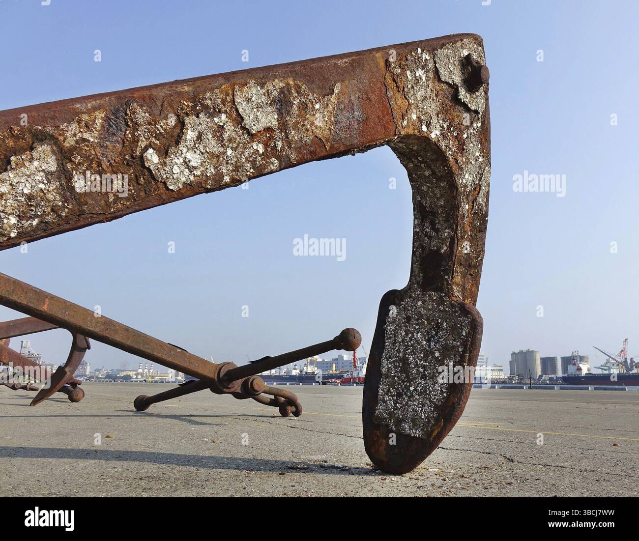 Large rusty buoy anchor encrusted with barnacles Stock Photo - Alamy