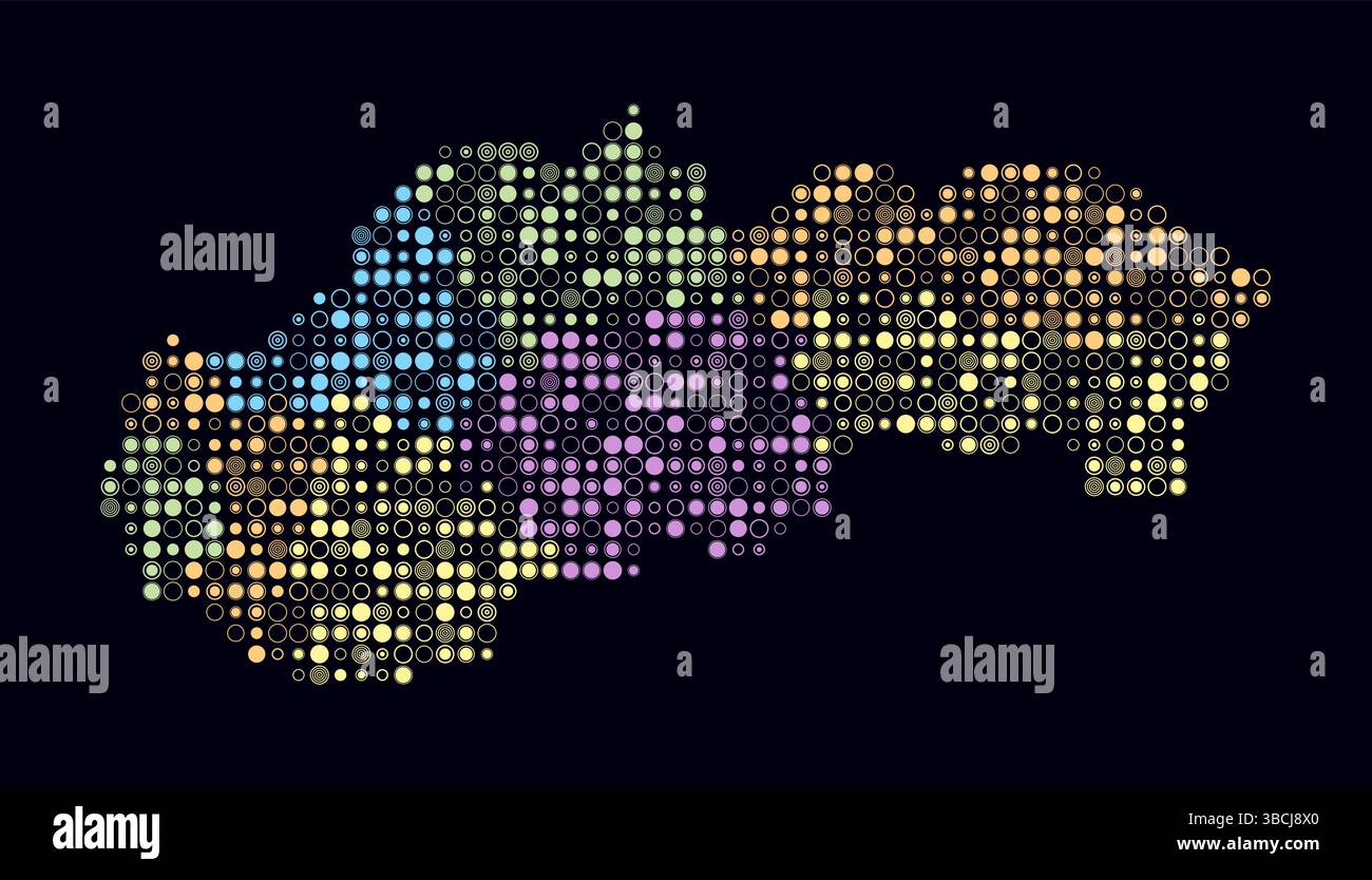 Slovakia, shape of the country built of colored cells. Digital style ...
