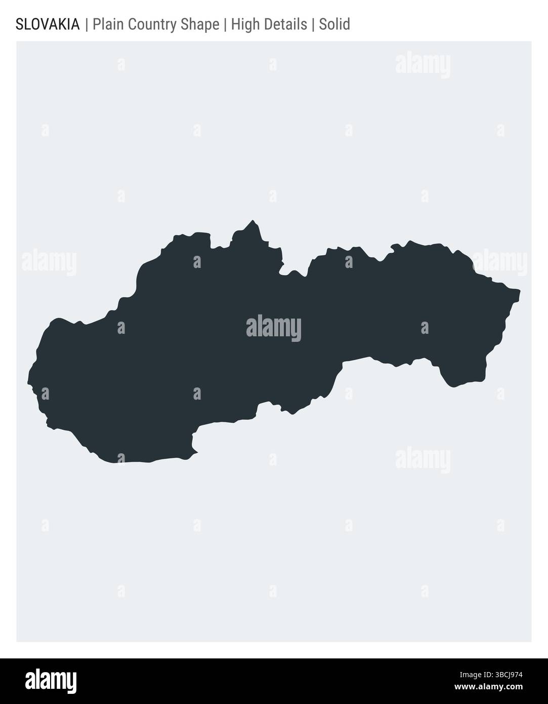 Slovakia plain country map. High details. Solid style. Shape of ...